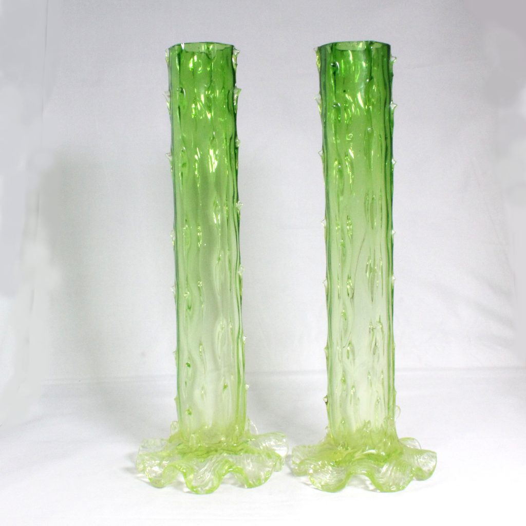 Green Glass/Uranium specimen vases - Camberwell Antique Centre