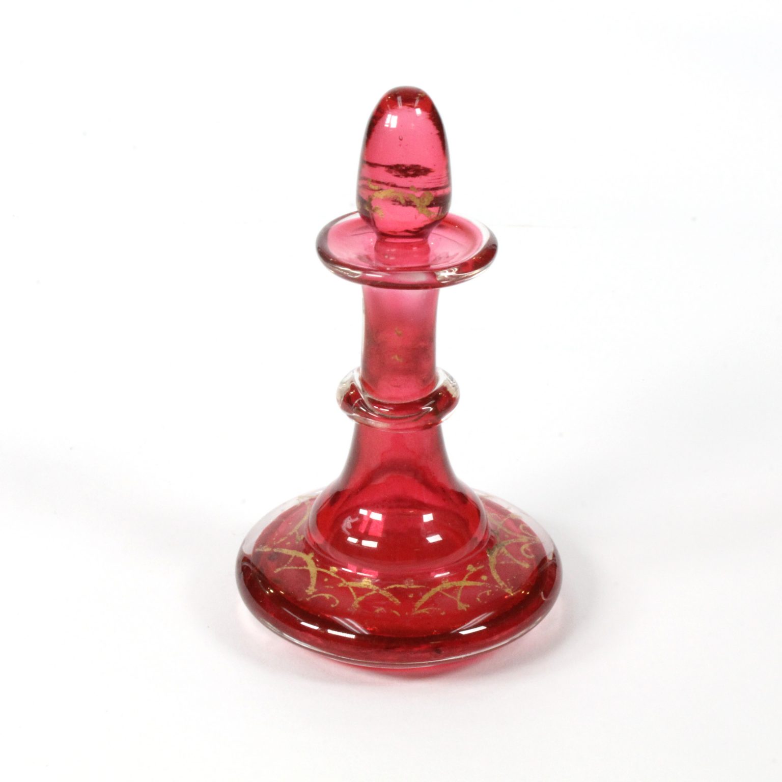 Bohemian Ruby Glass Perfume Bottle - Camberwell Antique Centre